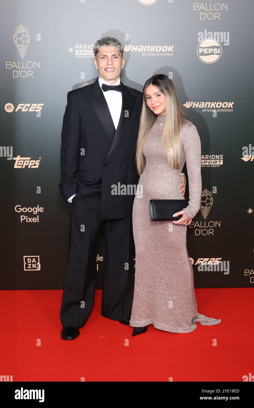Alejandro Garnacho and Eva Garcia arriving at the Ballon d Or 2024 ...