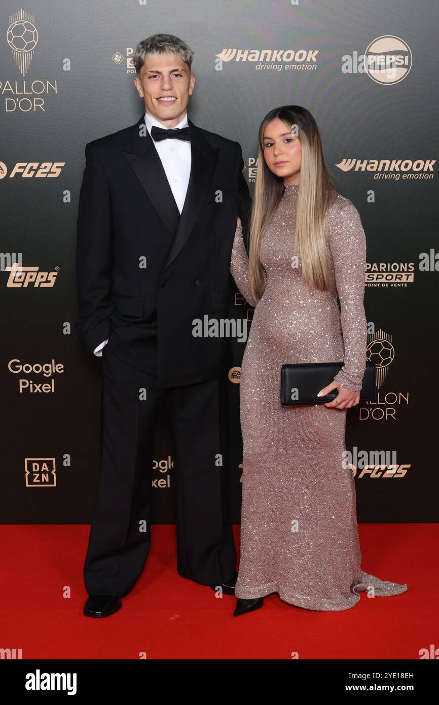 Alejandro Garnacho and Eva Garcia arriving at the Ballon d Or 2024 ...