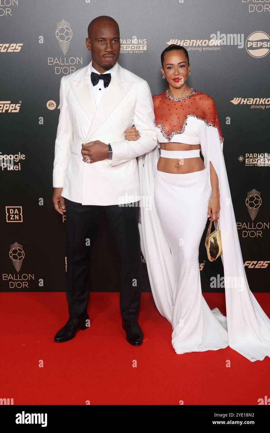 Didier Drogba and his wife Gabrielle Lemaire arriving at the Ballon d ...
