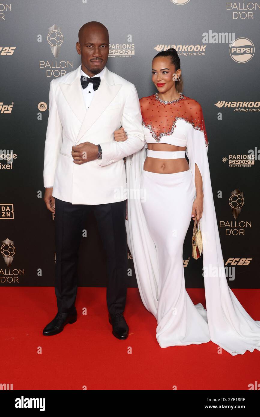 Didier Drogba and his wife Gabrielle Lemaire arriving at the Ballon d ...