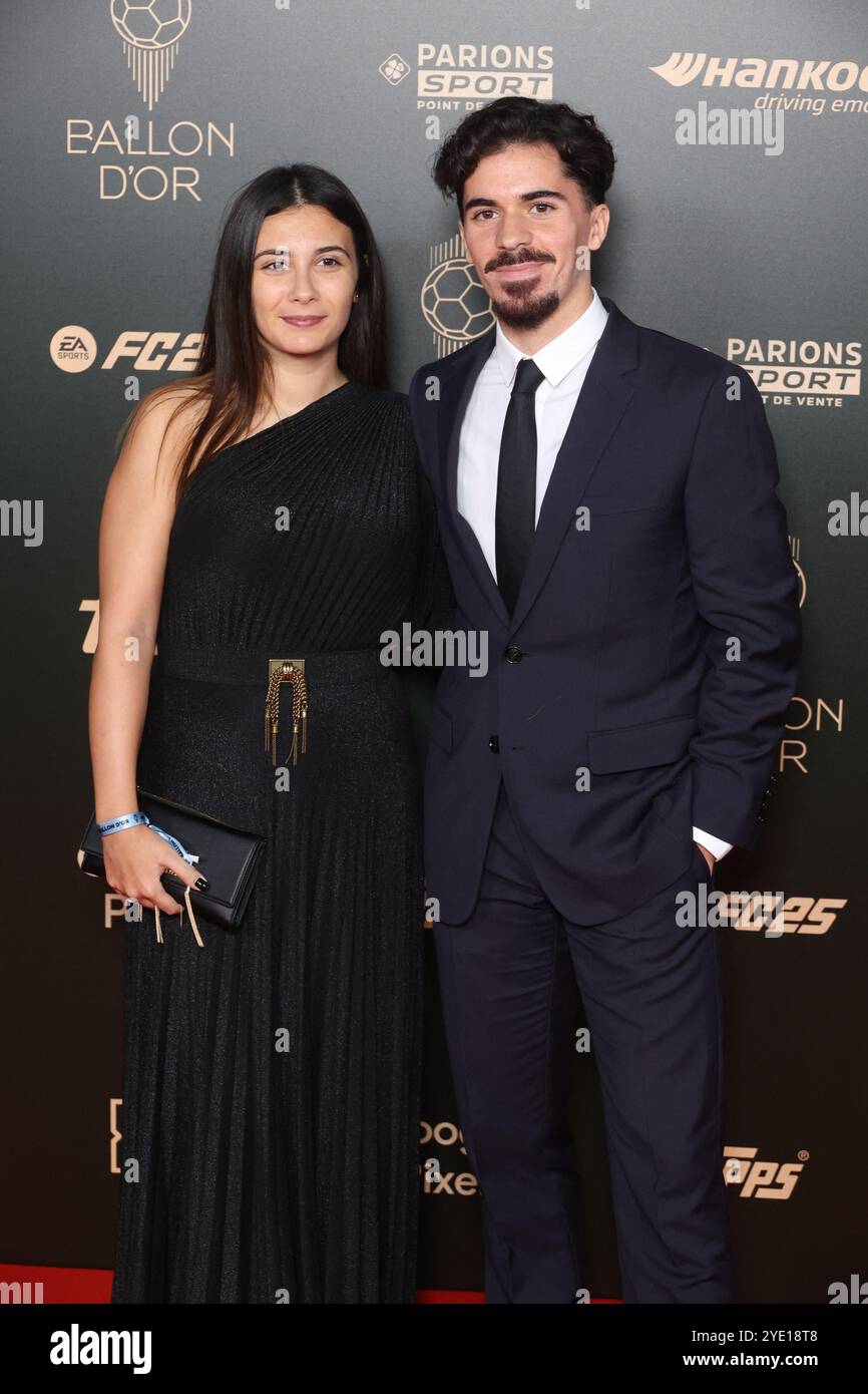 Vitinha and his wife Tatiana Rendeiro Torres arriving at the Ballon d Or 2024 Ceremony at the ...