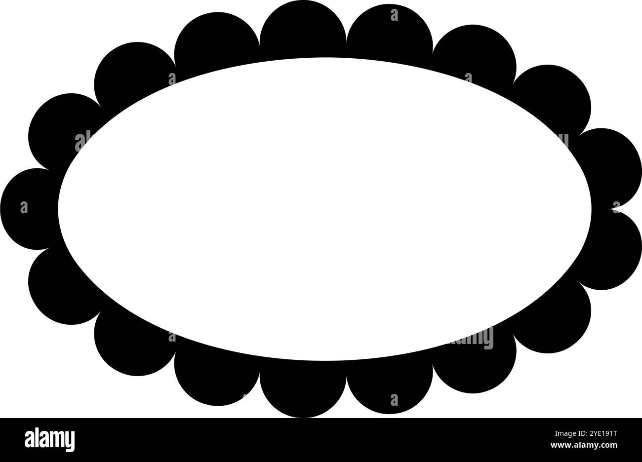 Oval frame with scalloped borders. Empty elliptic tag, label, sticker ...