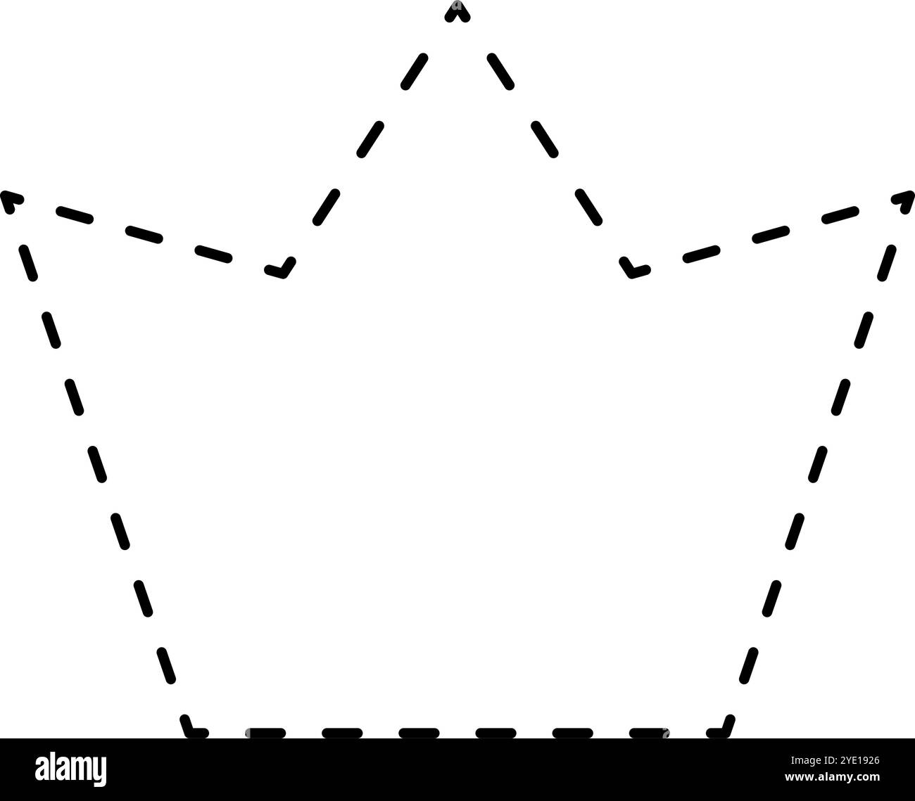 Crown shape with dashed line. Dotted geometric figure isolated on white ...