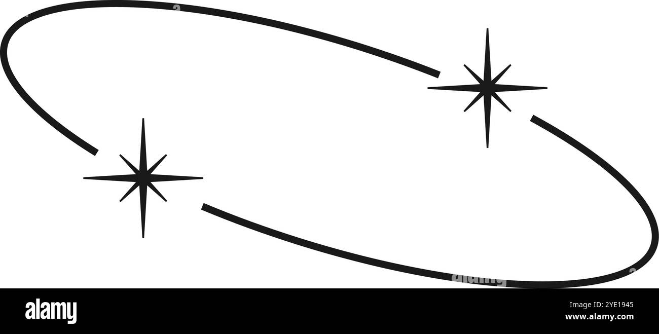 Oval shape with twinkle icons. Trendy y2k decorative element. Bohemian ...