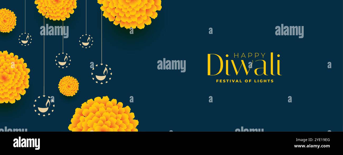 cultural diwali festival wide web banner with beautiful floral design ...