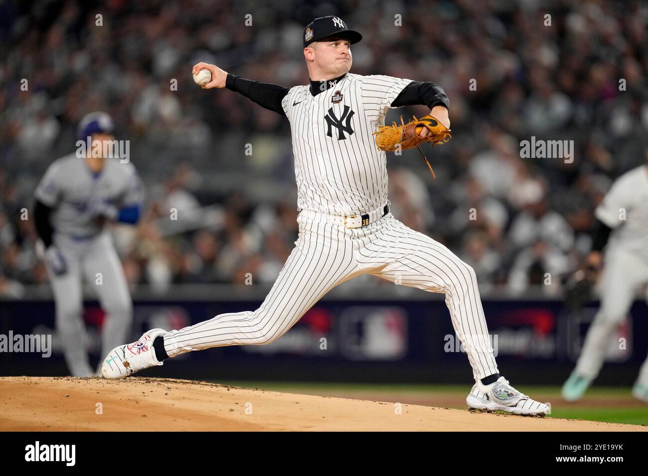 New York Yankees pitcher Clarke Schmidt throws against the Los Angeles ...