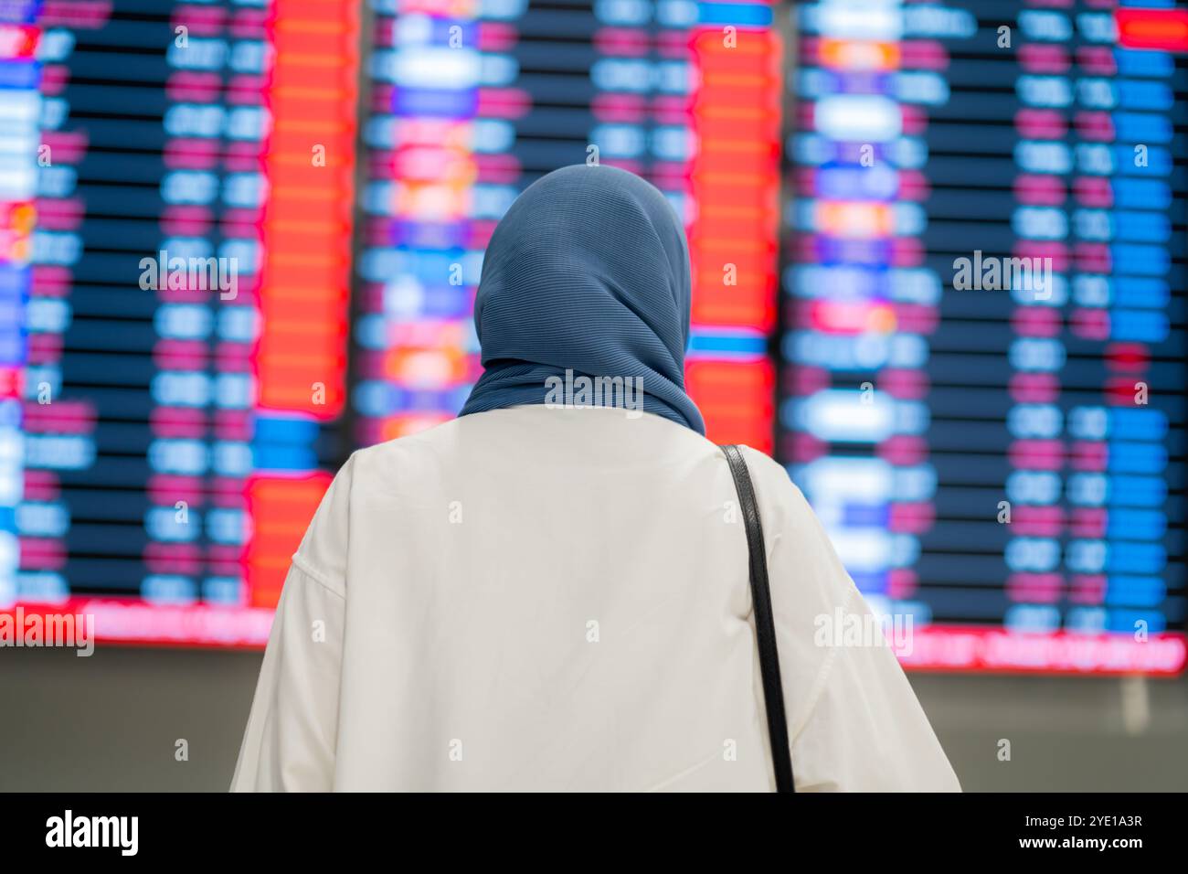 An Asian Muslim wearing a blue hijab is preparing for a vacation and ...