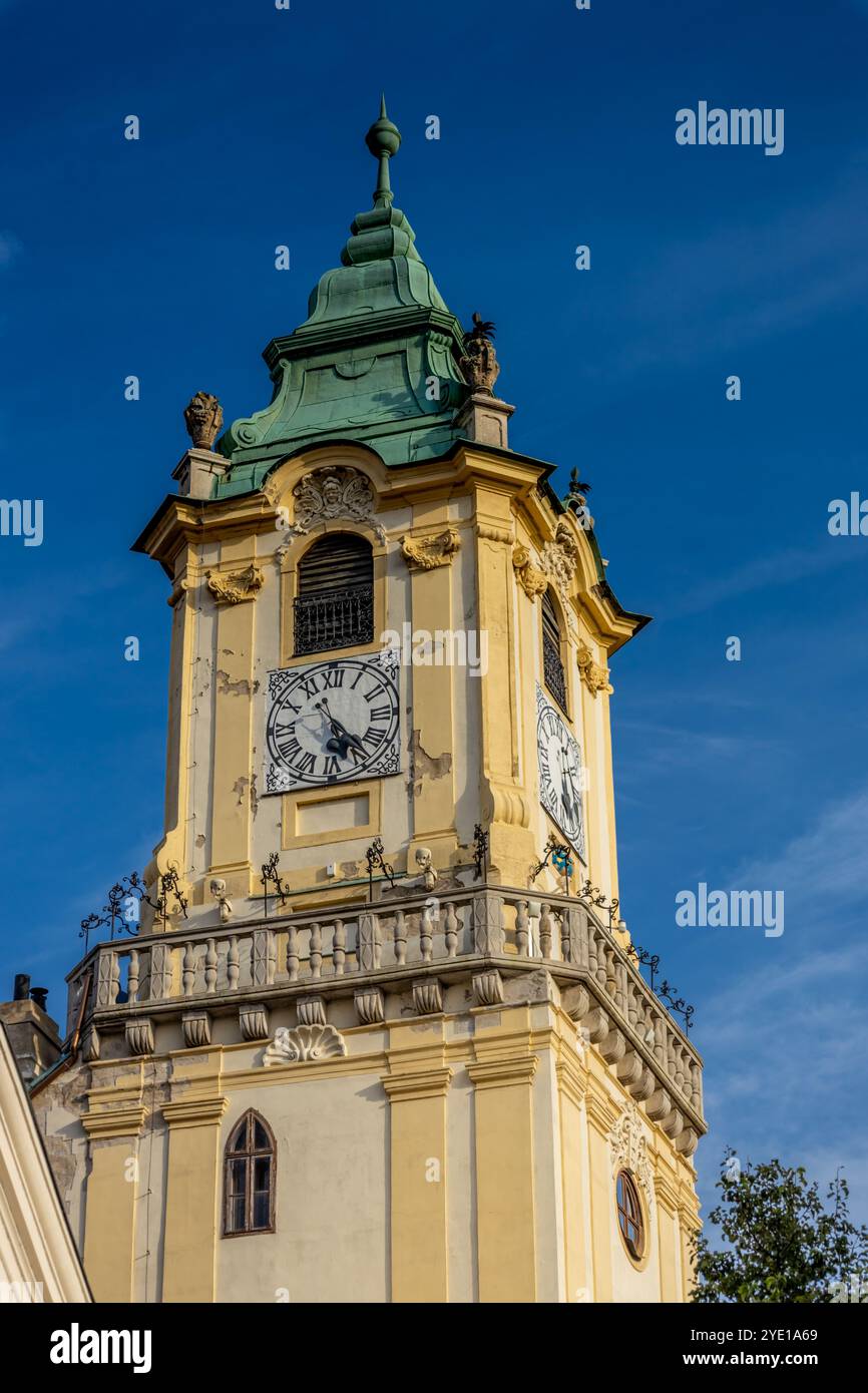 Bratislava, the capital of Slovakia cityscape. The churches and castle ...