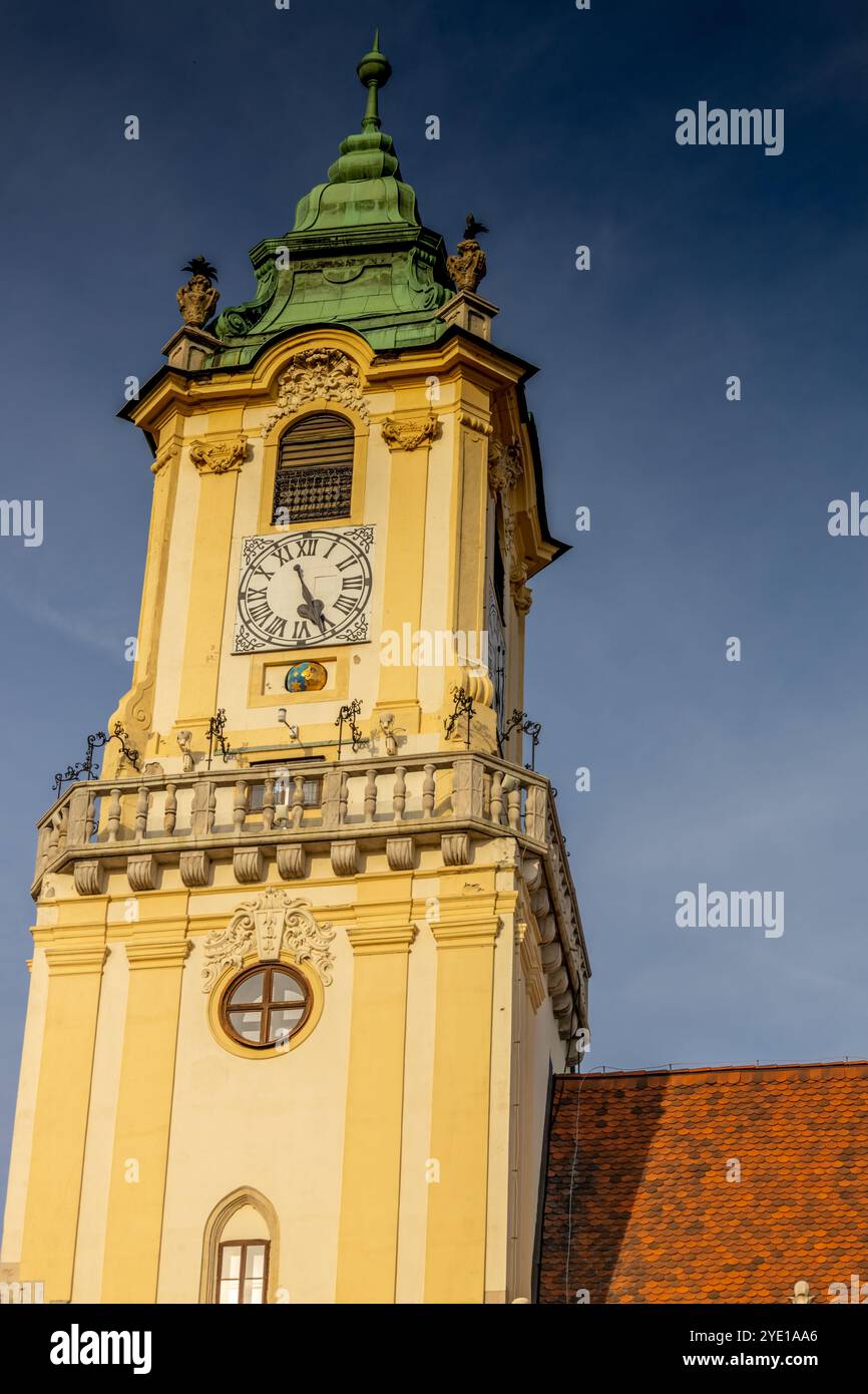 Bratislava, the capital of Slovakia cityscape. The churches and castle ...