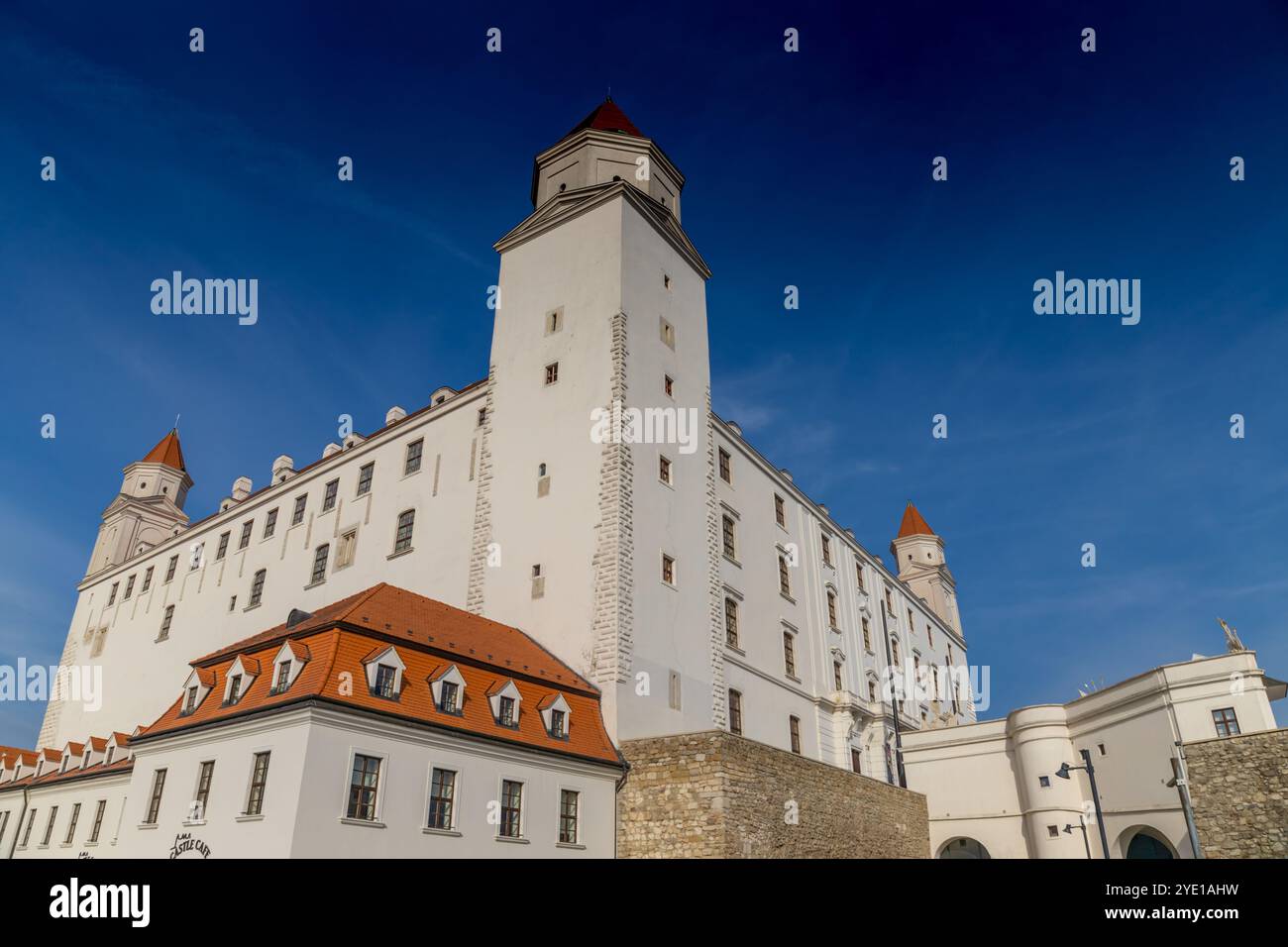 Bratislava, the capital of Slovakia cityscape. The churches and castle ...