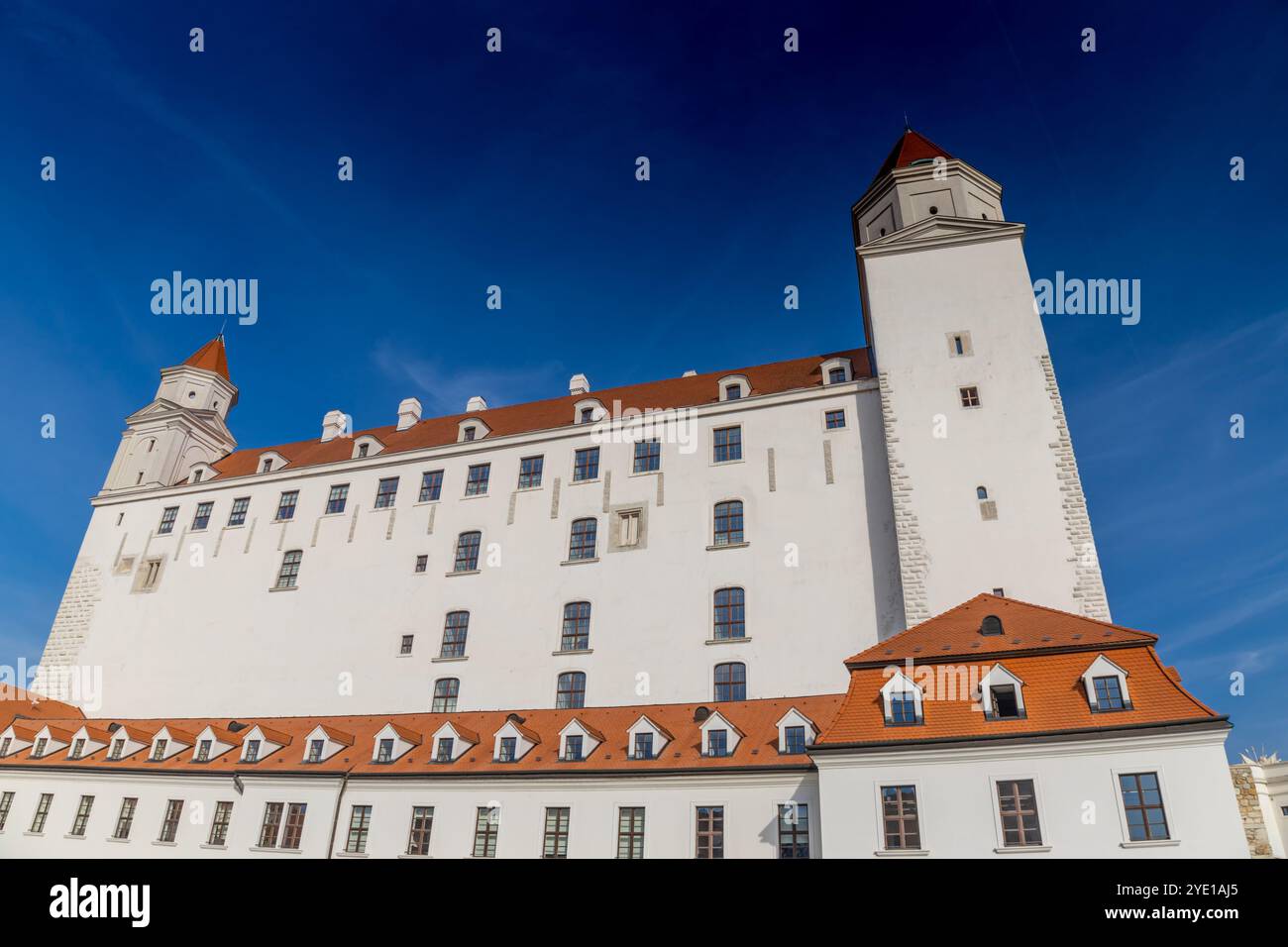Bratislava, the capital of Slovakia cityscape. The churches and castle ...