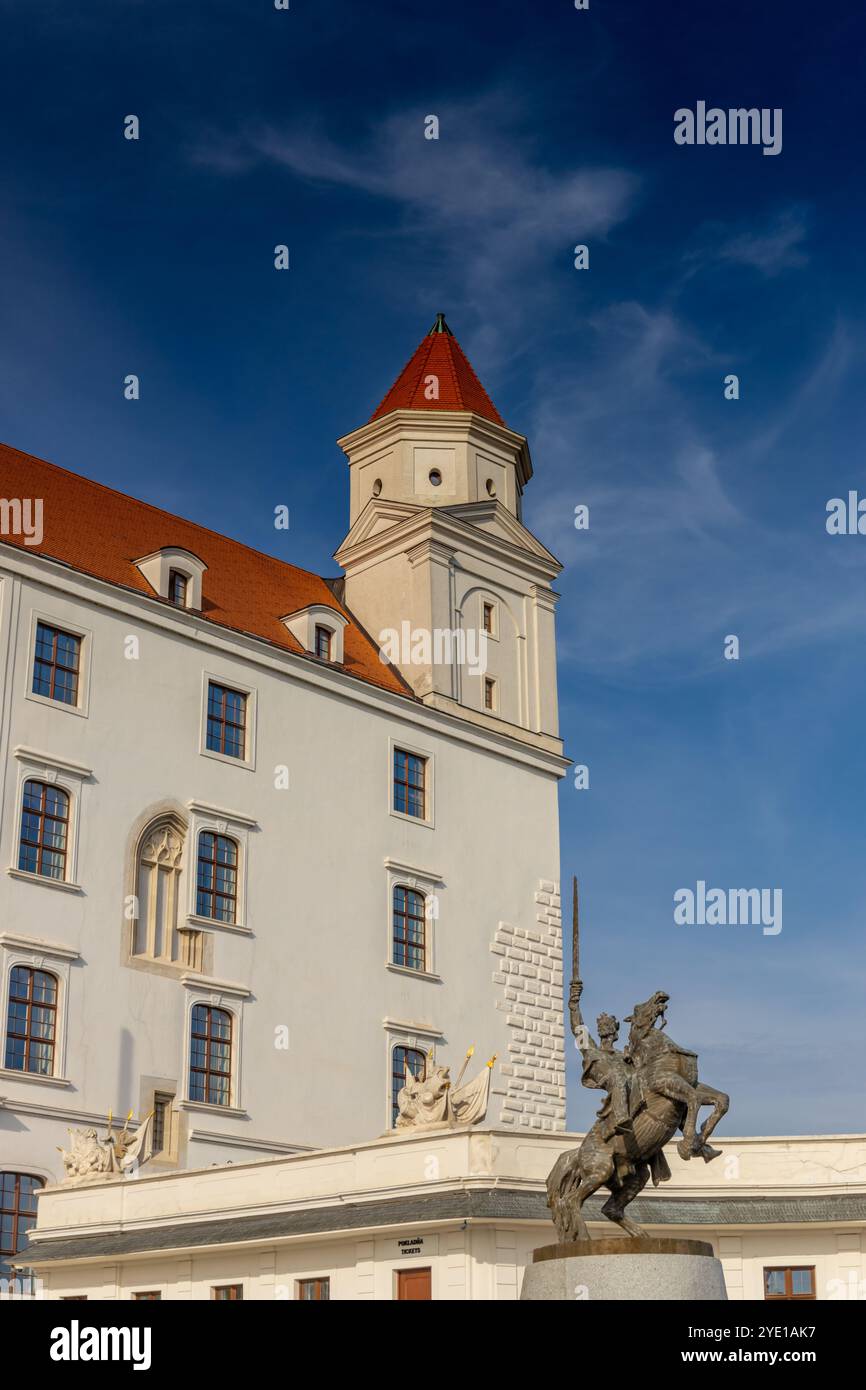Bratislava, the capital of Slovakia cityscape. The churches and castle ...