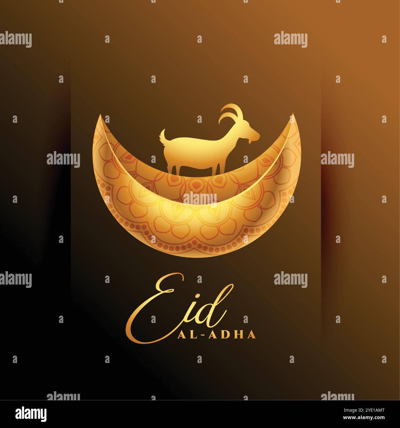 realistic eid al adha golden bakrid greeting design Stock Vector Image ...