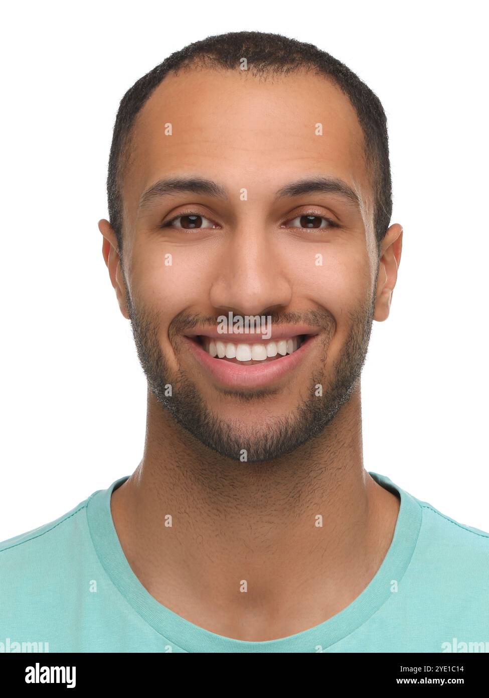 Passport photo of man on white background Stock Photo - Alamy