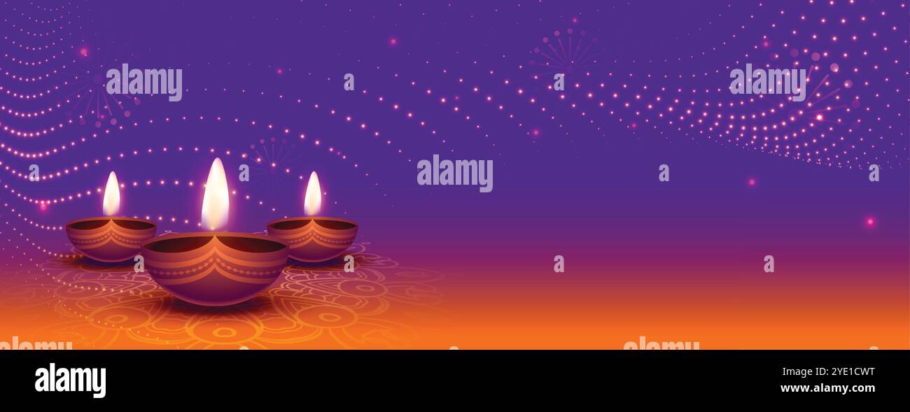 beautiful shubh deepavali banner with text space and diya vector Stock ...