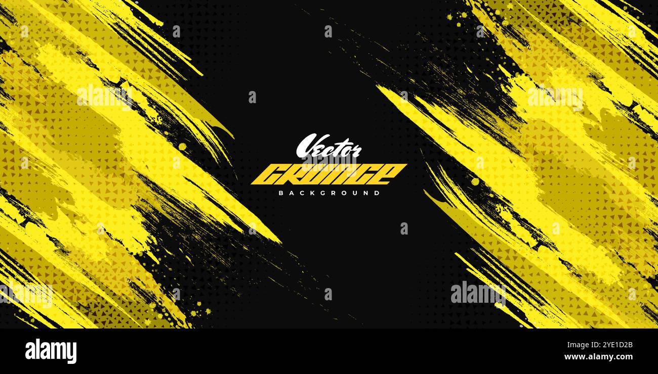 Abstract Black and Yellow Dirty Grunge Background with Halftone Effect. Sports Background with ...