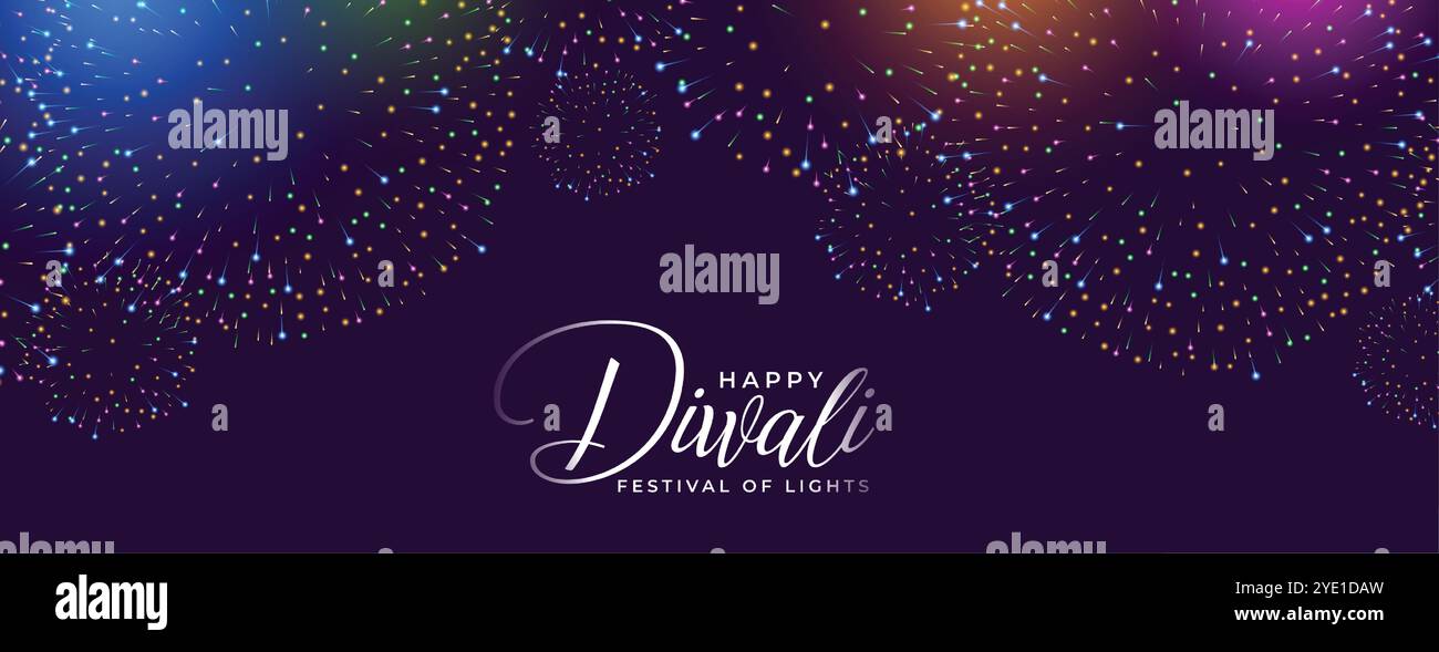 happy diwali celebration banner in firework concept vector Stock Vector ...