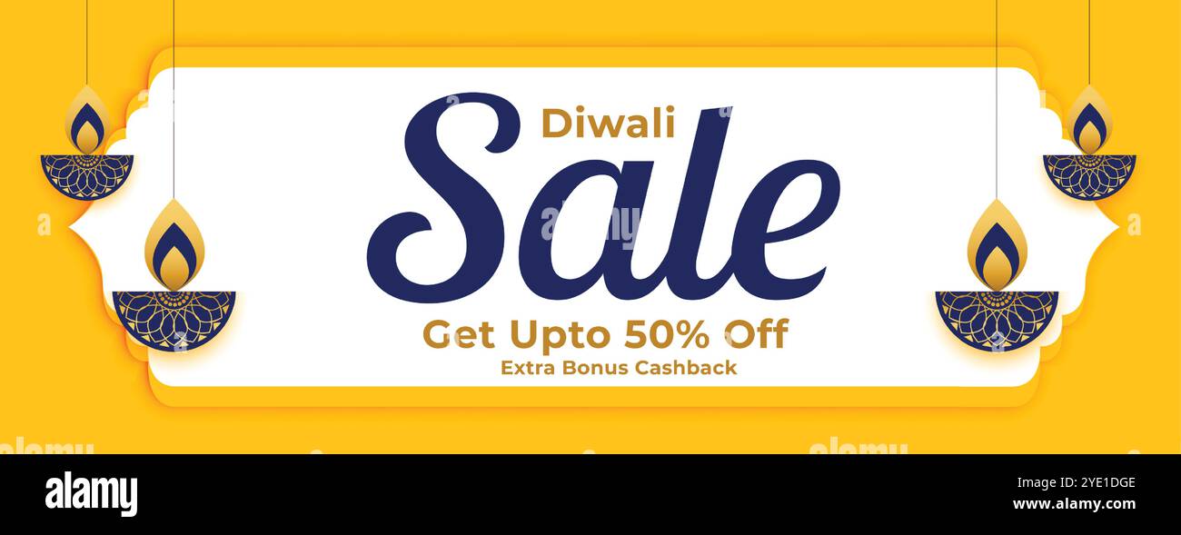 traditional shubh diwali sale and offer banner with hanging diya vector ...