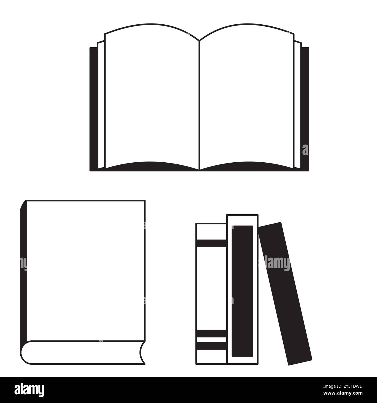 Book icons set. Open and closed books. Simple library symbols. Vector ...