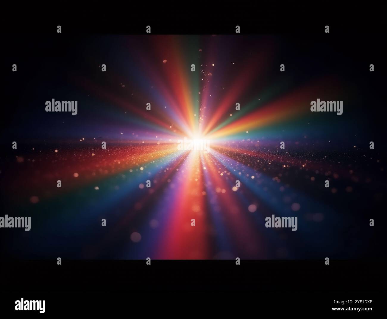 Prismatic Light Refraction Creating Rainbow Spectrum on Jet Black ...