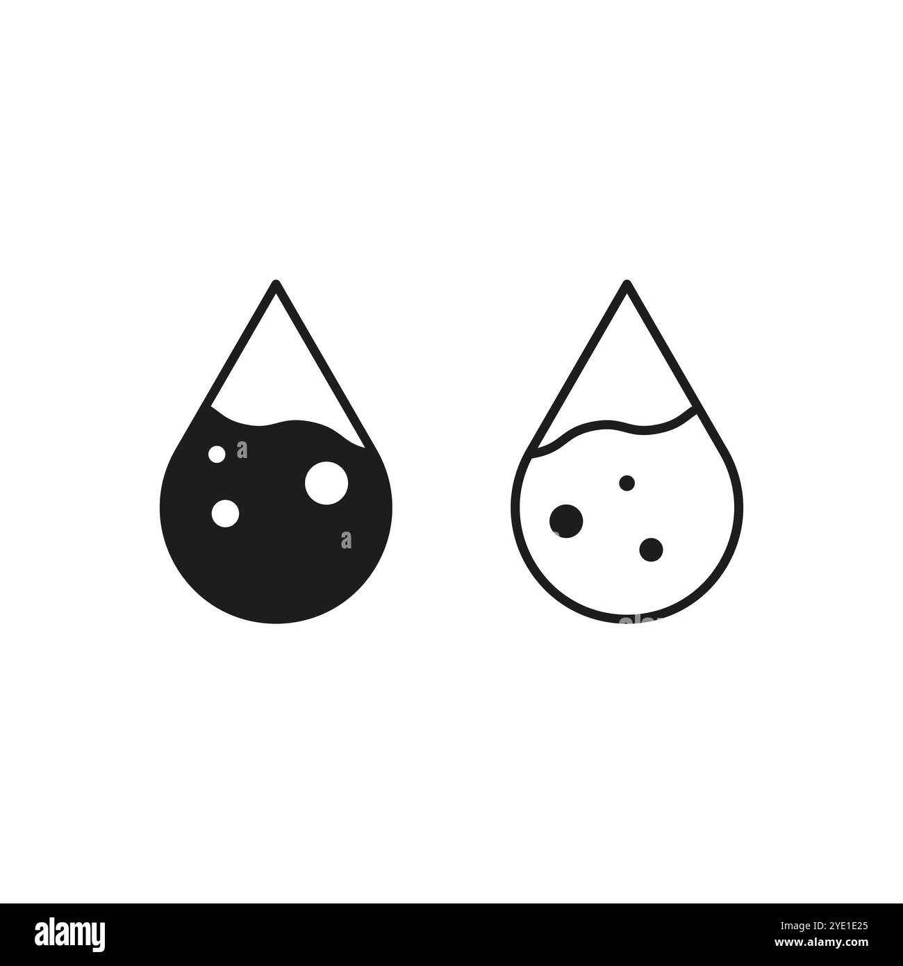 Drop icon pair. Black filled symbol. Outlined droplet design. Simple ...