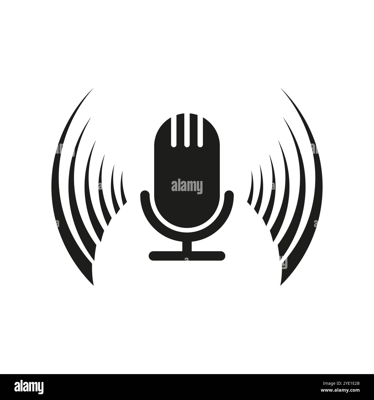 Microphone vector icon. Sound wave symbol. Retro microphone design ...