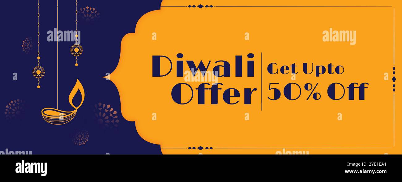 shubh diwali festival offer banner with hanging diya vector Stock ...