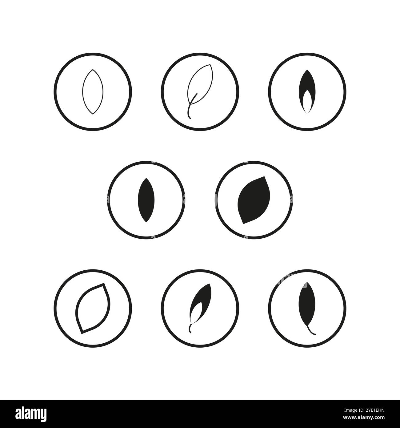 Minimalist leaf icons. Simple organic shapes. Black and white nature ...