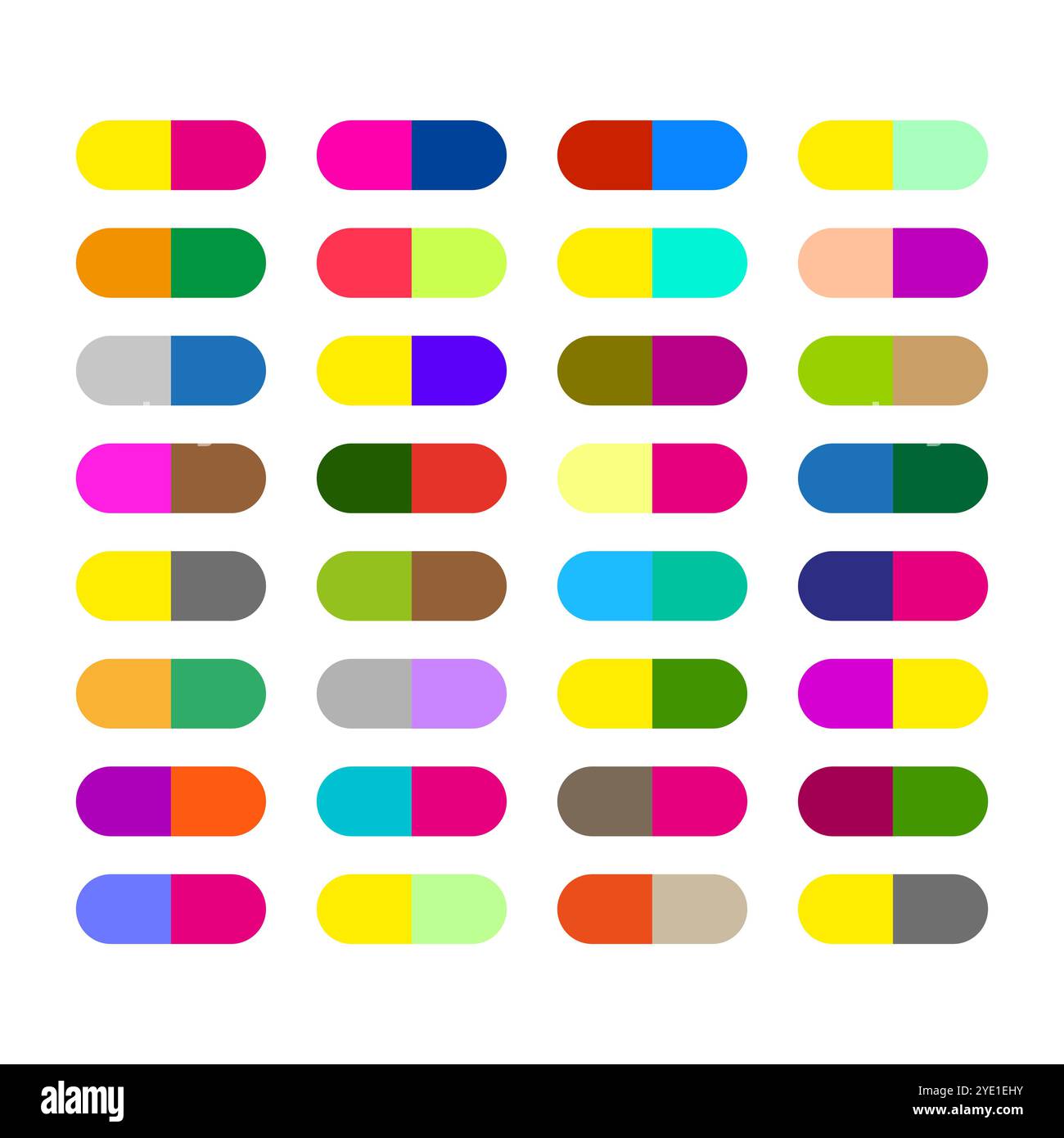 Colorful pill icon set. Various bright capsule designs. Multicolored ...