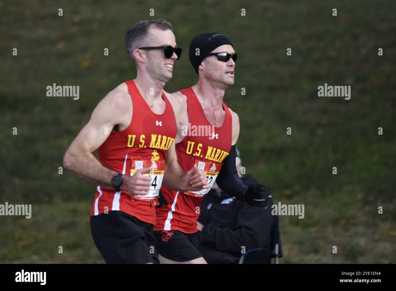 Two Runners at Marine Corp Marathon Oct 27 2024 with matching US Marine ...