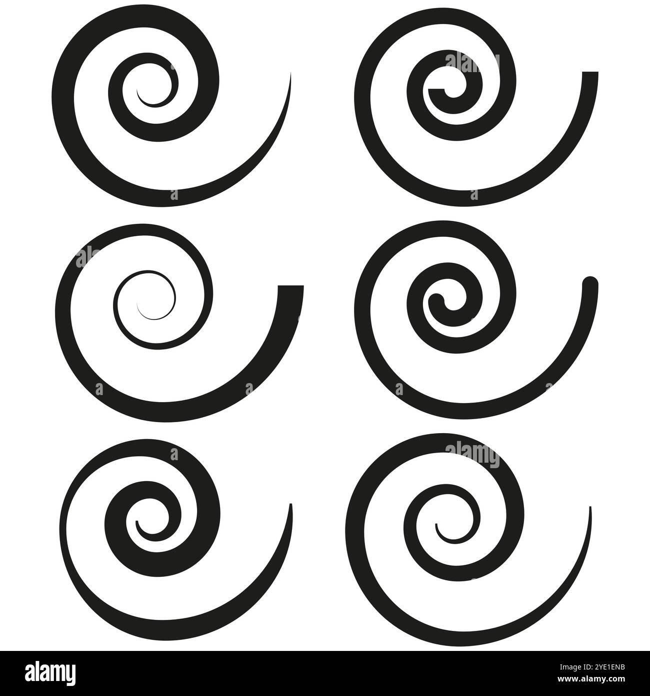 Spiral icon. Six swirl shapes. Abstract curves vector. Simple geometric ...