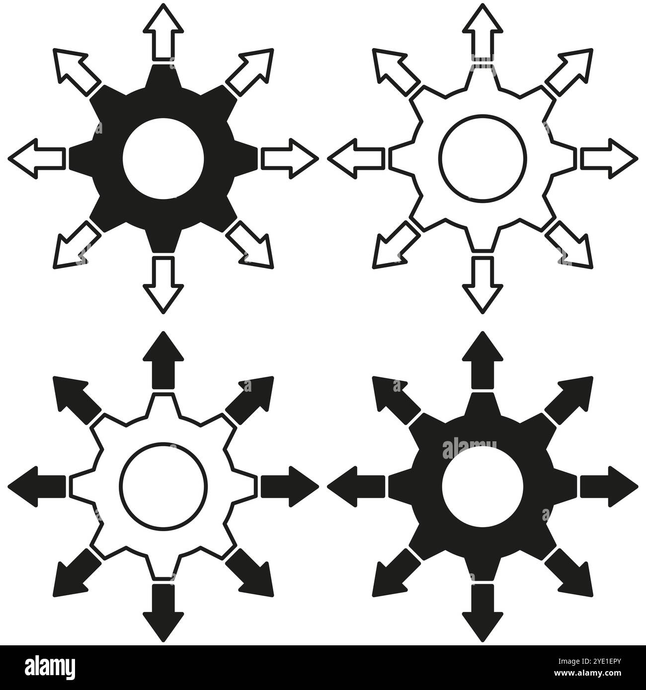 Black and white gears with directional arrows. Ideal for business ...