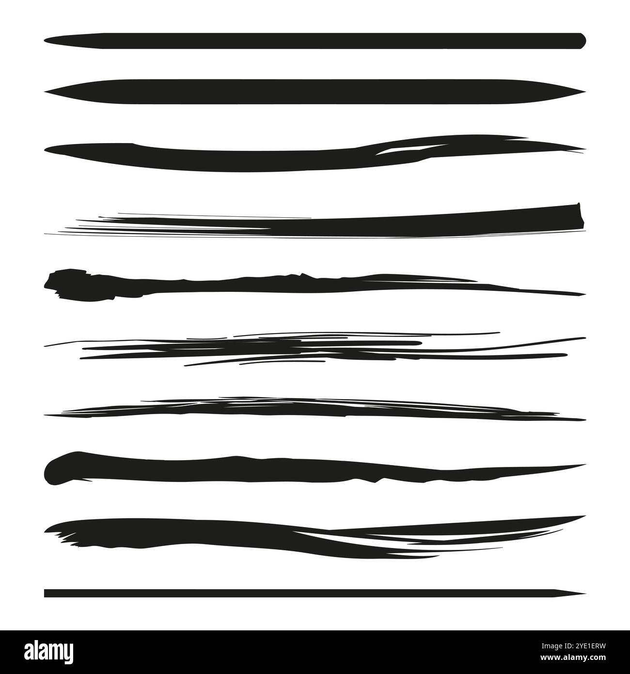 Brush stroke set. Abstract black ink lines. Grunge brush textures ...