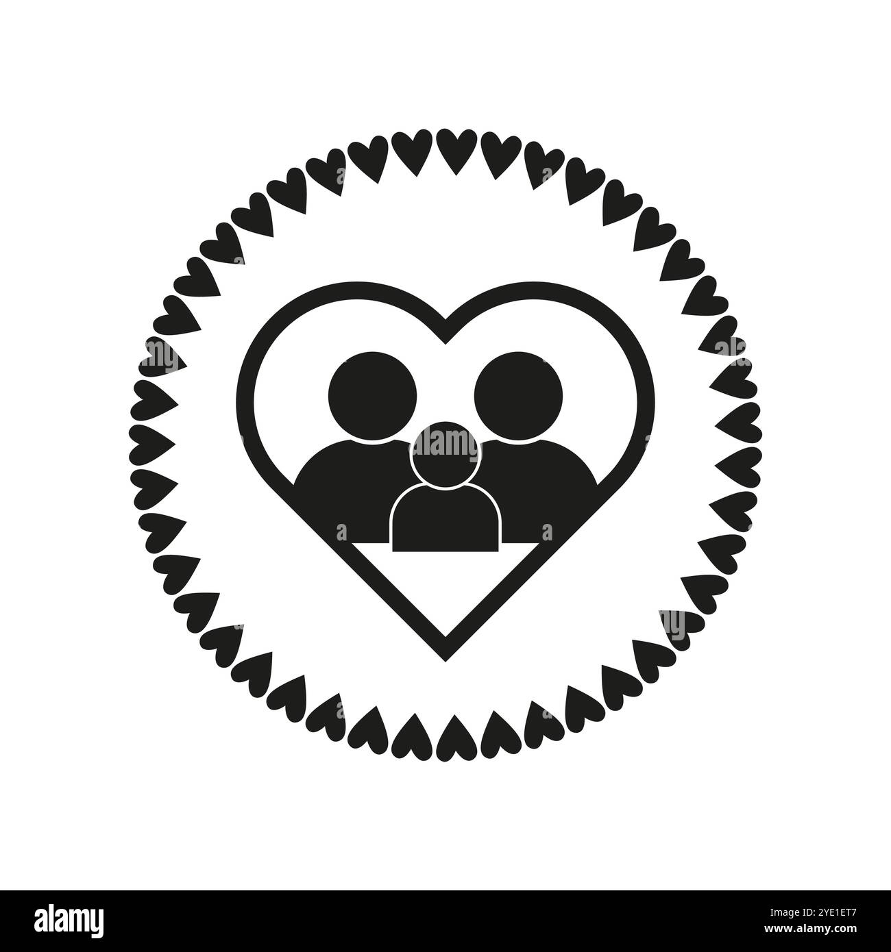 Family heart icon. Love and unity symbol. Heart border circle. Vector ...