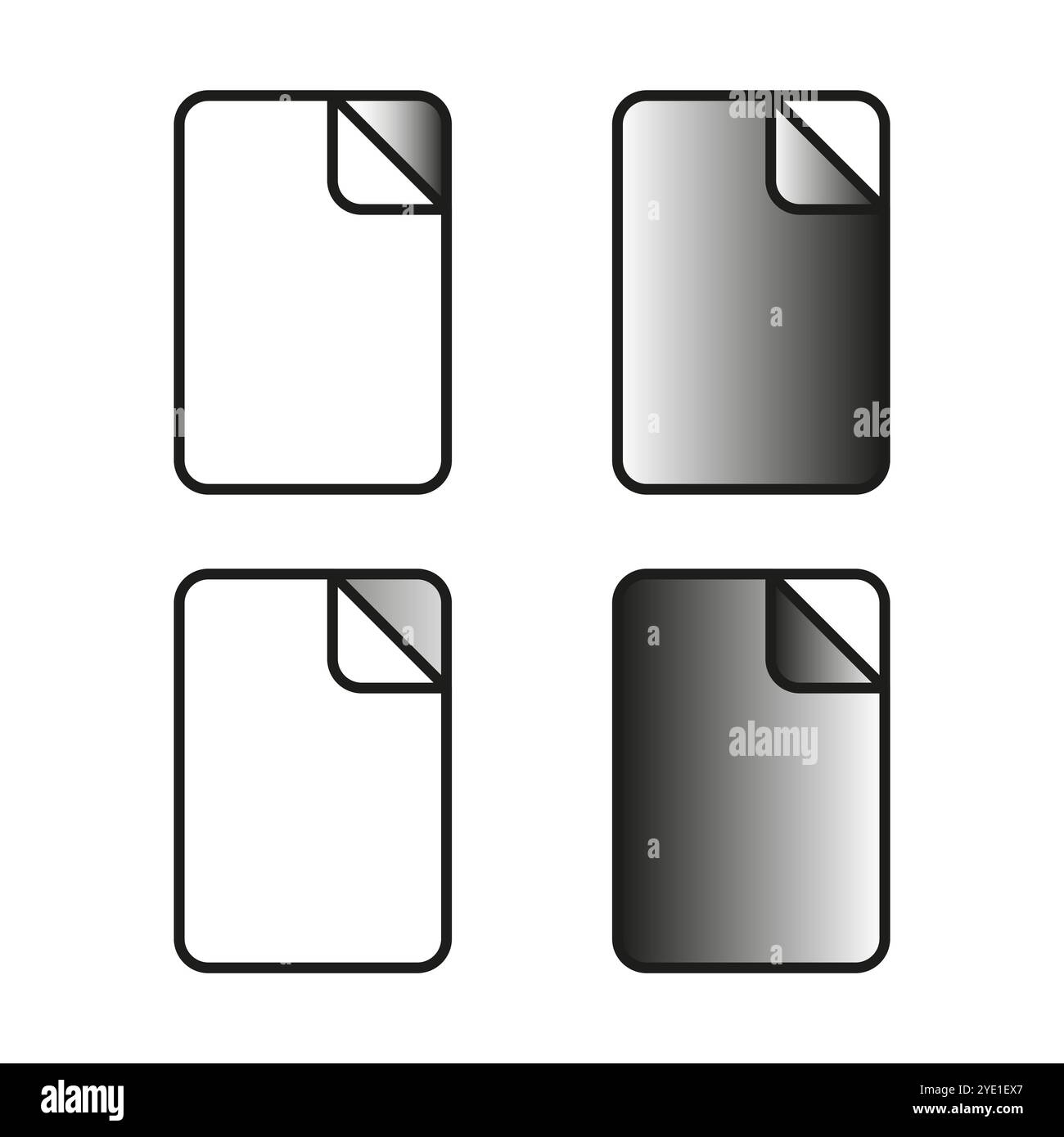 Paper sheet icons. Black and white gradient. Geometric paper shapes ...