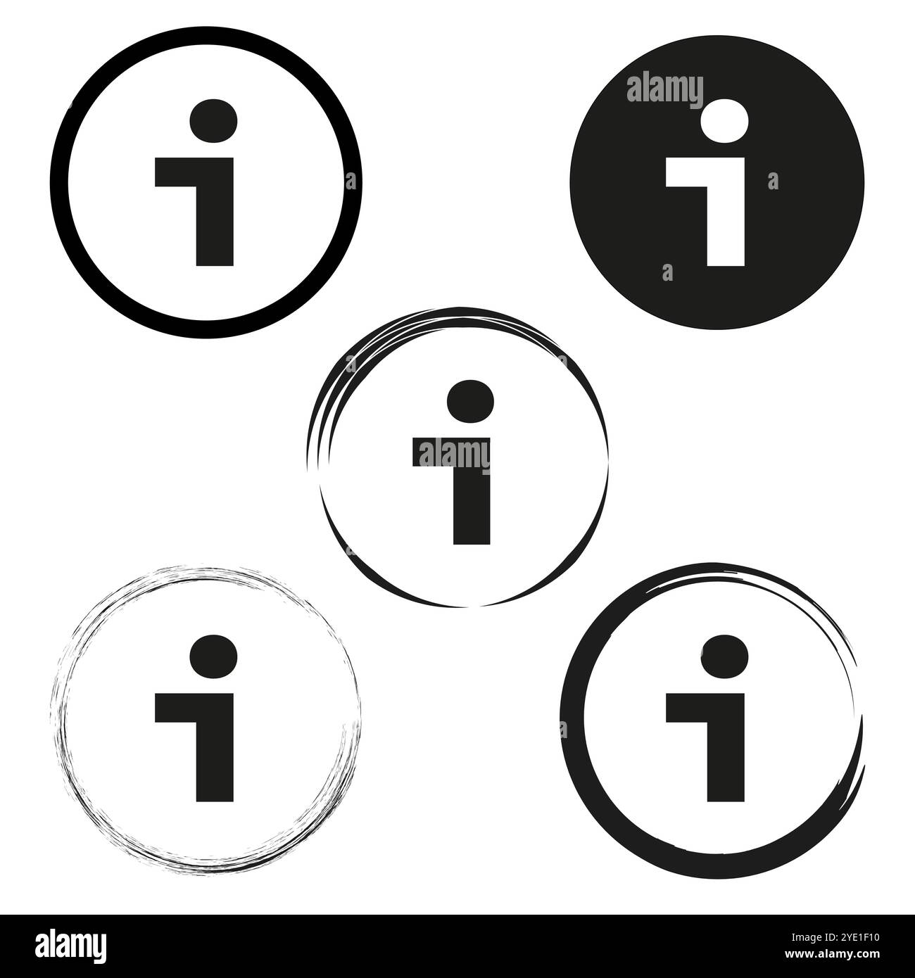 Information symbol icons. Circular info icon. Bold black and white ...