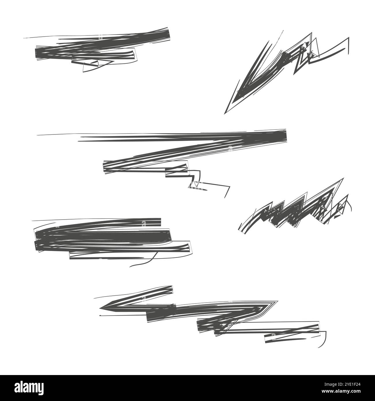 Abstract sketchy lines. Rough hand-drawn strokes. Dynamic black ...