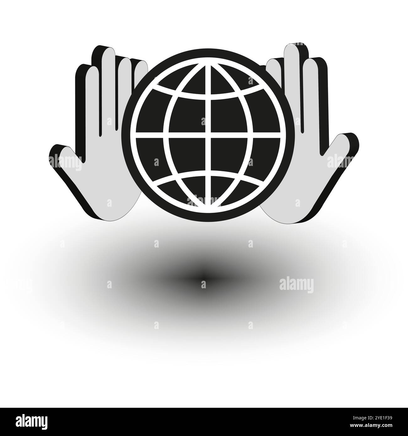 Hands holding globe. Global connection symbol. World protection icon ...