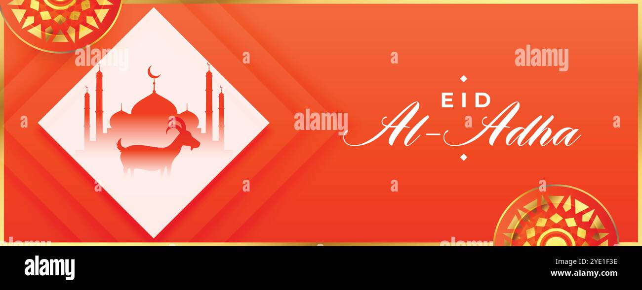 eid al adha islamic orange banner for bakrid festival Stock Vector ...