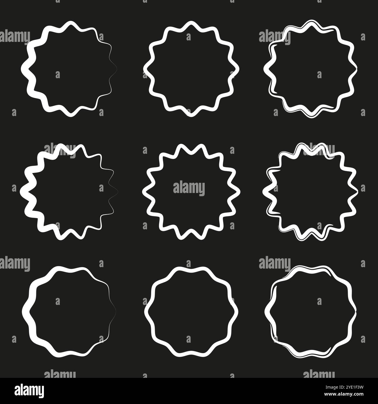 Wavy badge frames. Decorative border shapes. Outline badge icons ...