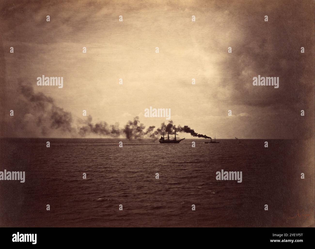 Seascape with Sailing Ship and Tugboat a photo by the French ...