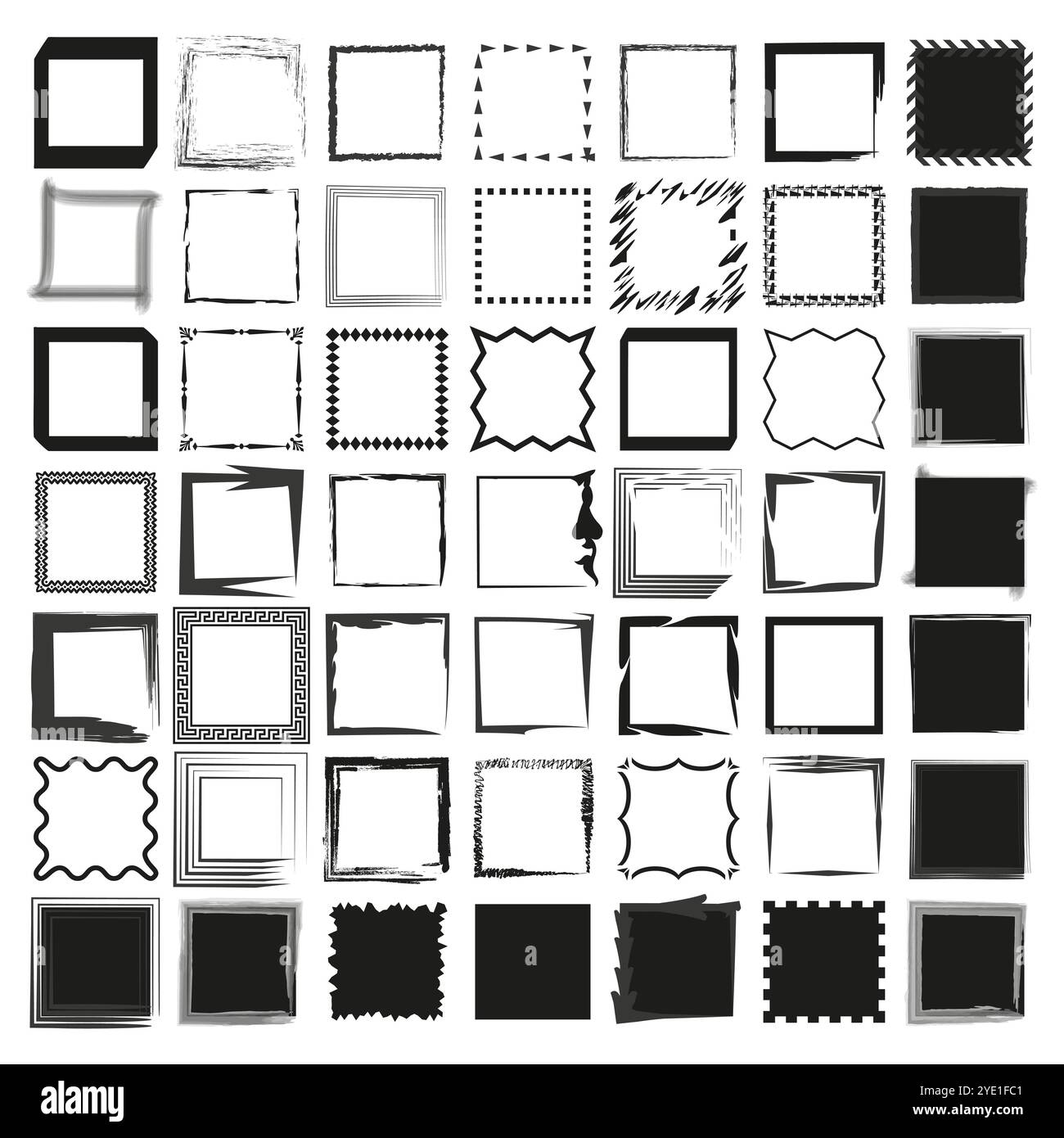 Set of black and white decorative frames in various shapes. Suitable ...