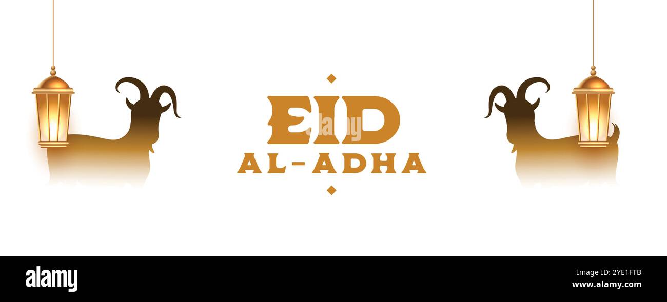 islamic bakrid eid al adha mubarak festival banner with lantern and ...