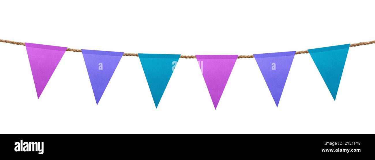 Bright flags on white background. Party decoration Stock Photo - Alamy