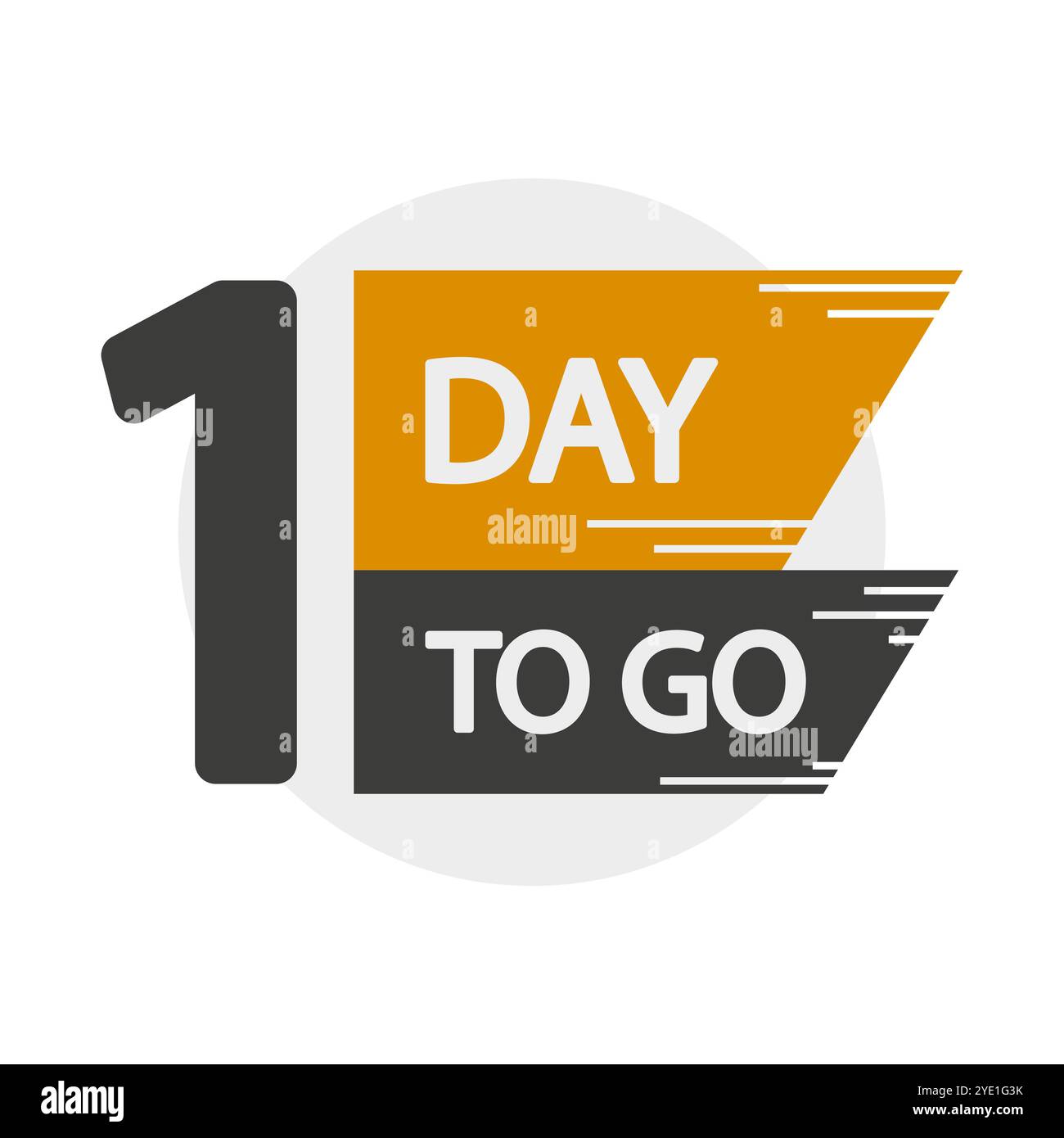 1 day to go. Countdown number one. Yellow and black design. Vector time ...
