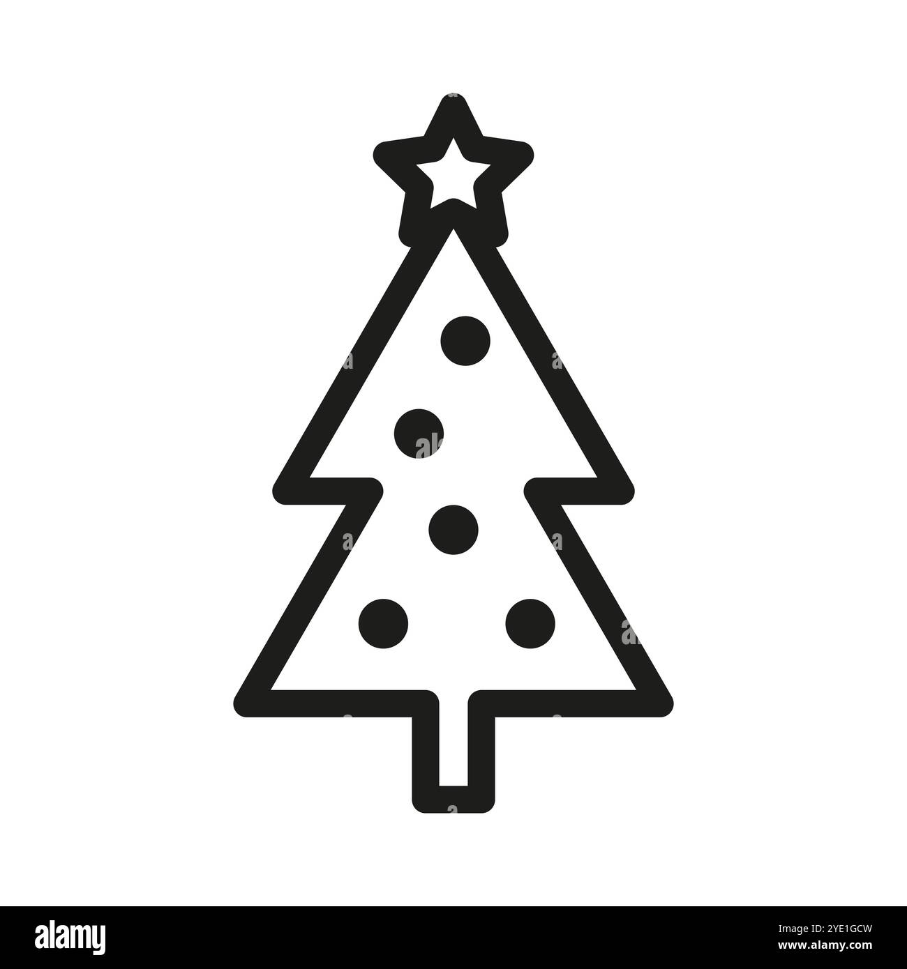 Christmas tree icon. Festive holiday symbol. Star-topped evergreen ...