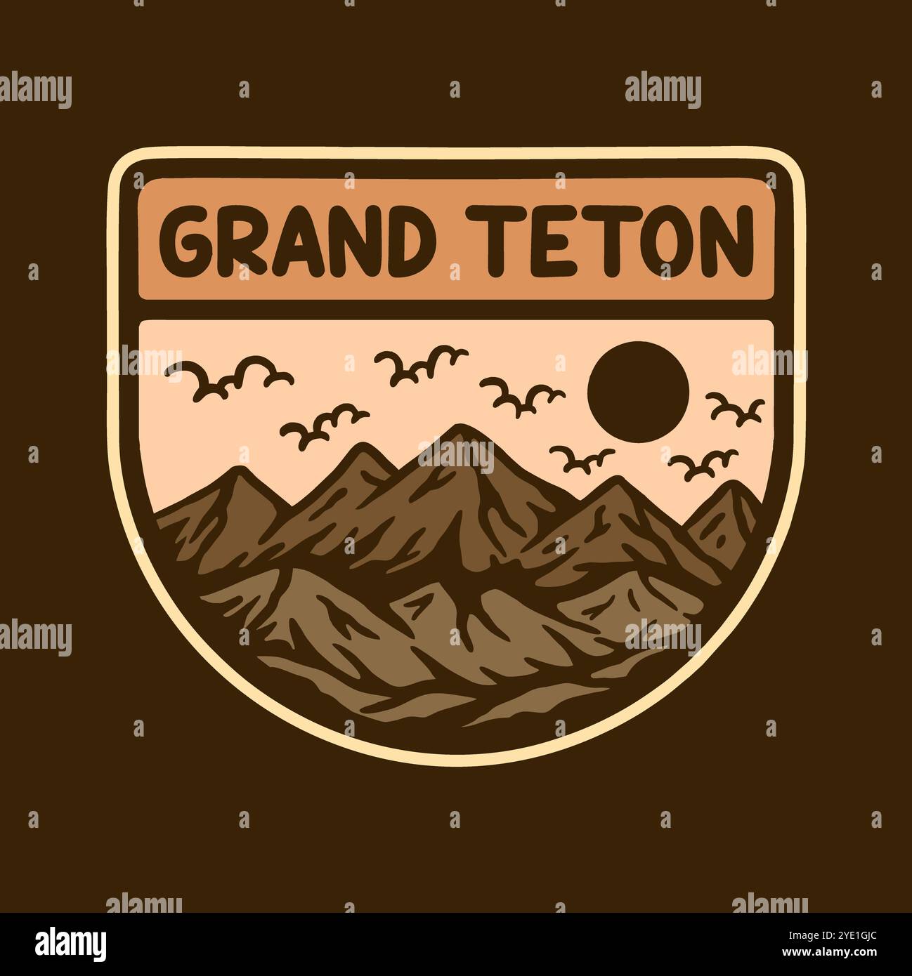 GRAND TETON NATIONAL PARK BADGE LOGO DESIGN VECTOR ILLUSTRATION Stock ...