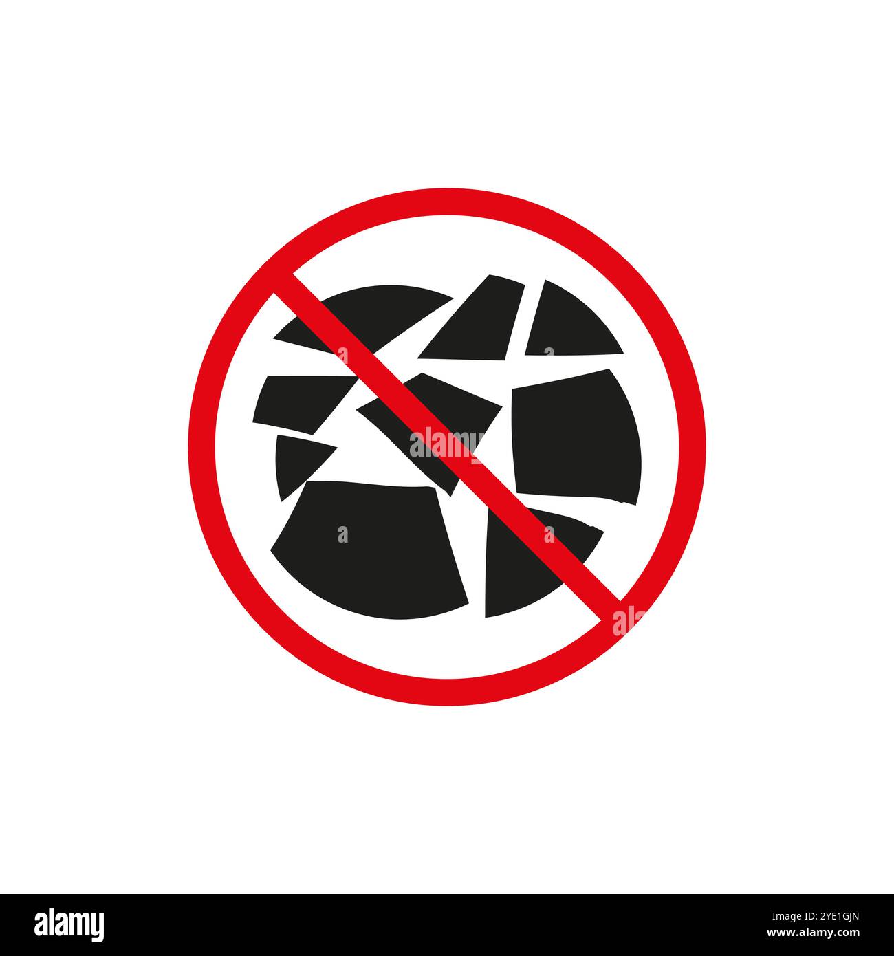Broken glass sign. Prohibited symbol icon. Red warning vector. Circle ...