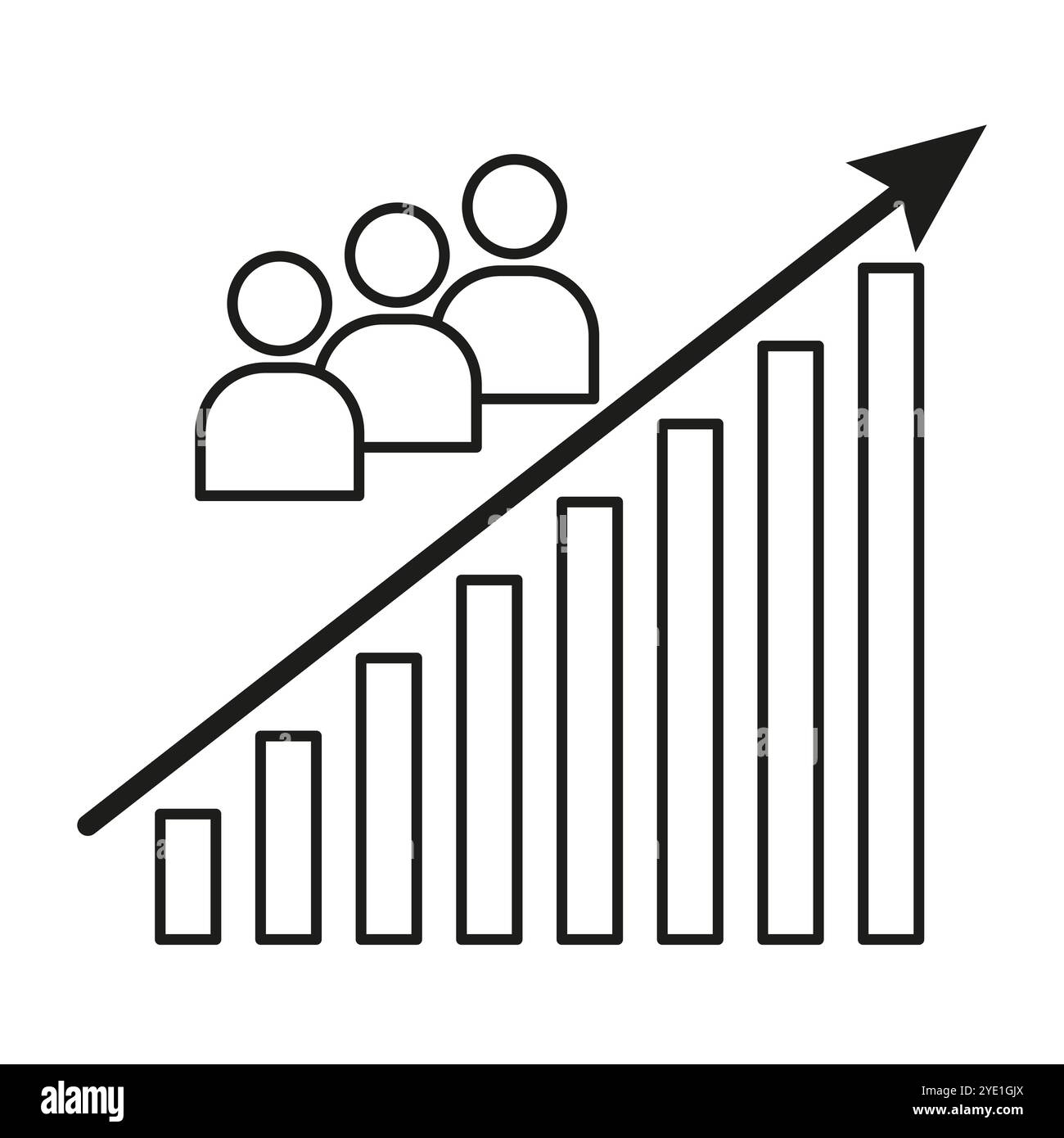 Growth chart icon. People and progress symbol. Vector population chart ...