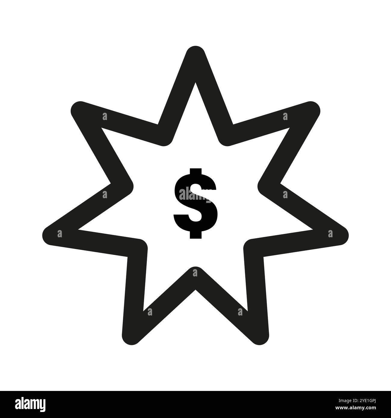 Starburst icon with dollar. Bold black outline. Simple vector design ...